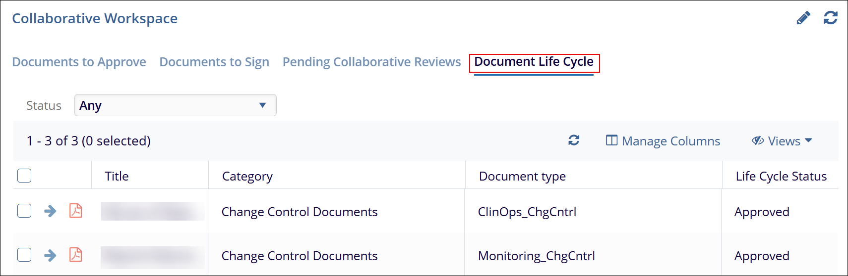 Dashlet – Document Life Cycle