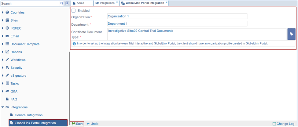 GlobalLink Portal Integration