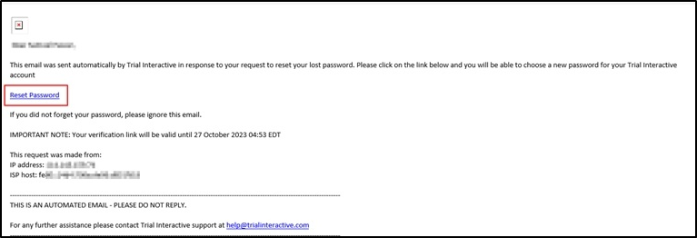 Requesting a Password Reset